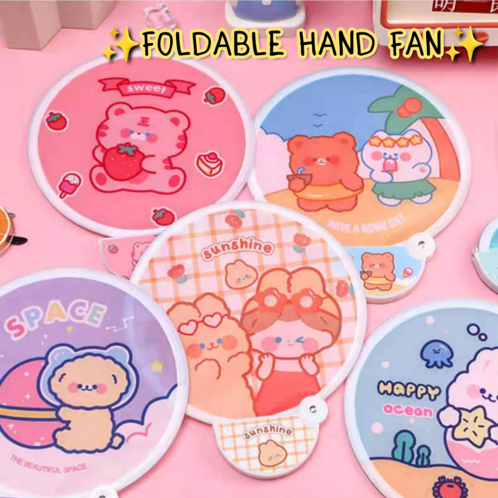 Foldable Hand Fan | Cute Cartoon Kid Child Student Gift Handheld Fan ...