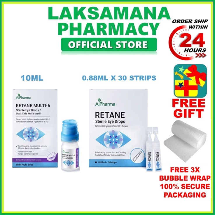 [EXP 2027] AiPharma Retane Sterile Eye Drop (10ml/0.88mlx30 strips ...