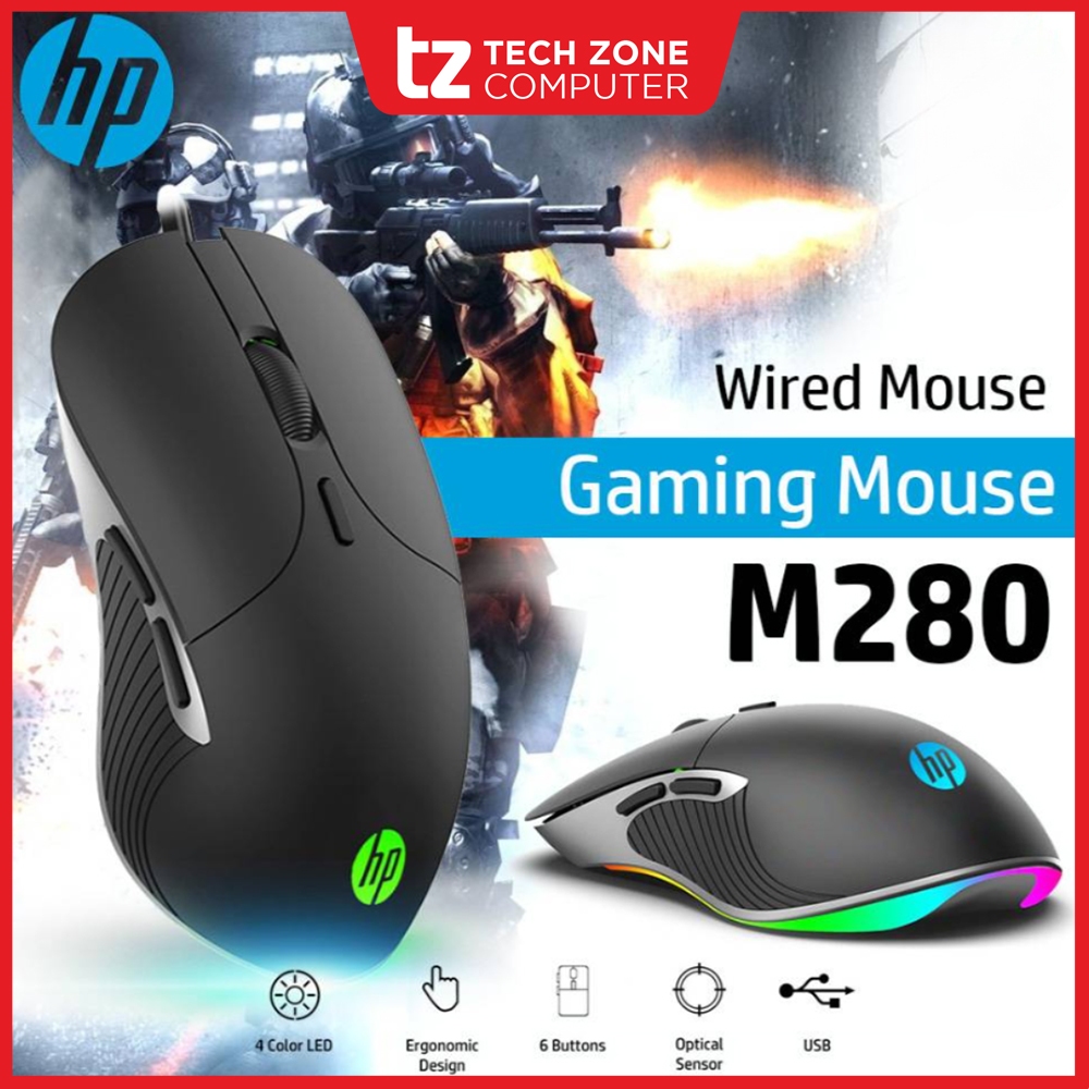 HP GAMING MOUSE M280 WIRED OPTICAL WITH 4 DPI SETTING & 6 KEYS BUTTONS, UP TO 2400 DPI | Shopee ...