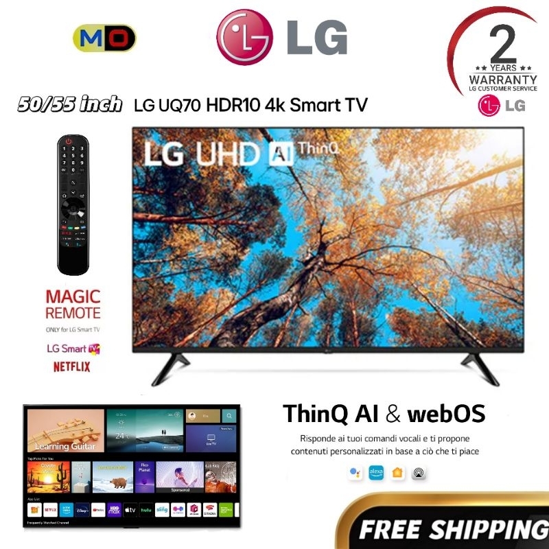 [FREE SHIPPING] LG 55 inch Smart TV 4K UHD TV UQ70 Series with a5 Gen5 ...