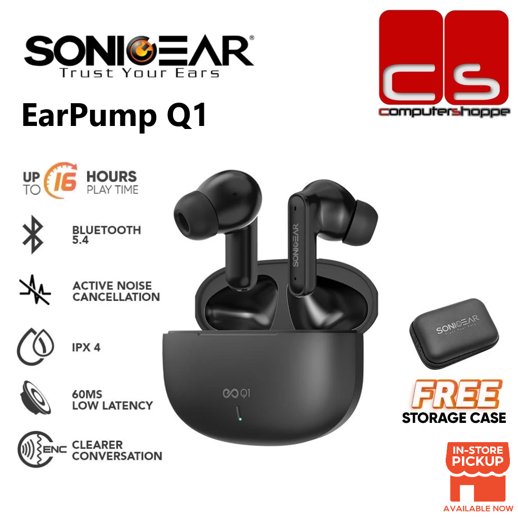 SonicGear EarPump Q1 ANC Bluetooth Wireless Earbuds | Shopee Malaysia
