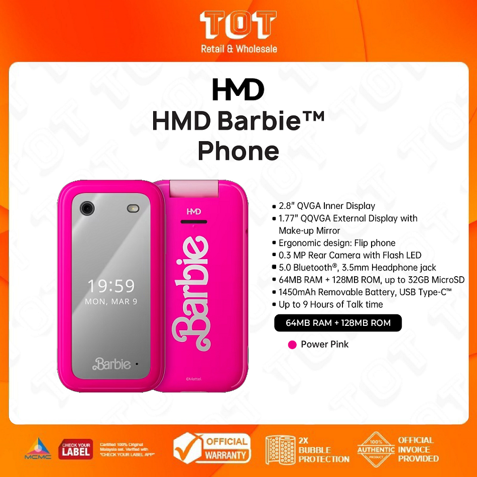NOKIA HMD Barbie™ Flip Phone 4G l 1.77" QQVGA l 64MB + 128GB l Unisoc ...