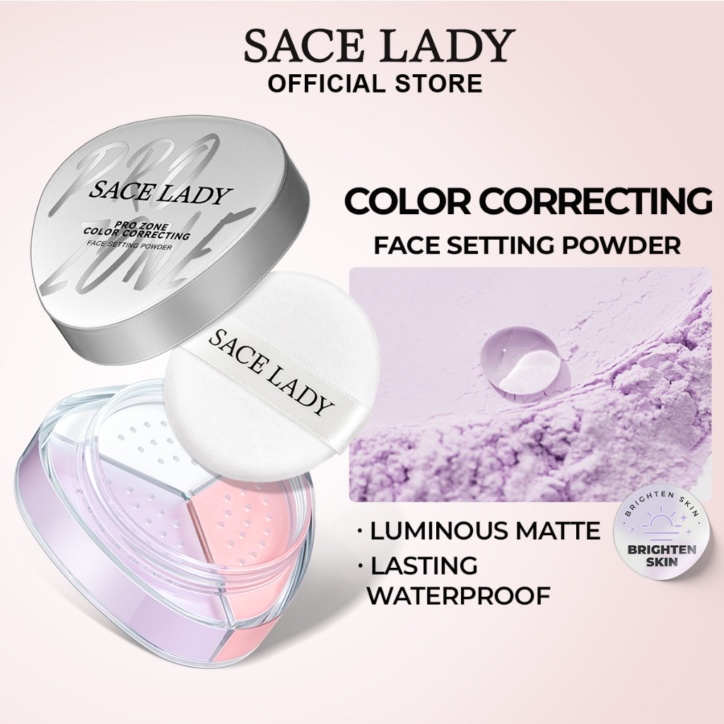 SACE LADY Color Correcting Face Setting Powder Lasting Waterproof Bedak ...