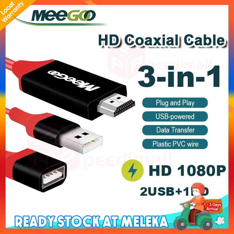 [Ready Stock] 3 in 1 Universal HDMI High-definition Cable Phone USB to ...