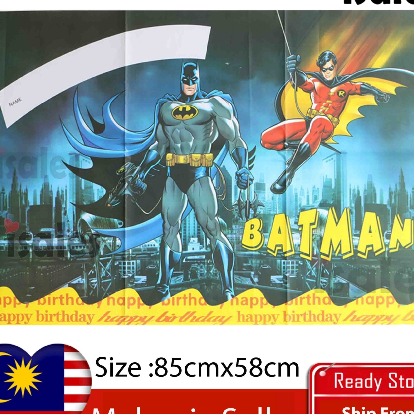 Batman Banner Wall Decoration Poster Backdrop Banner Birthday Event ...