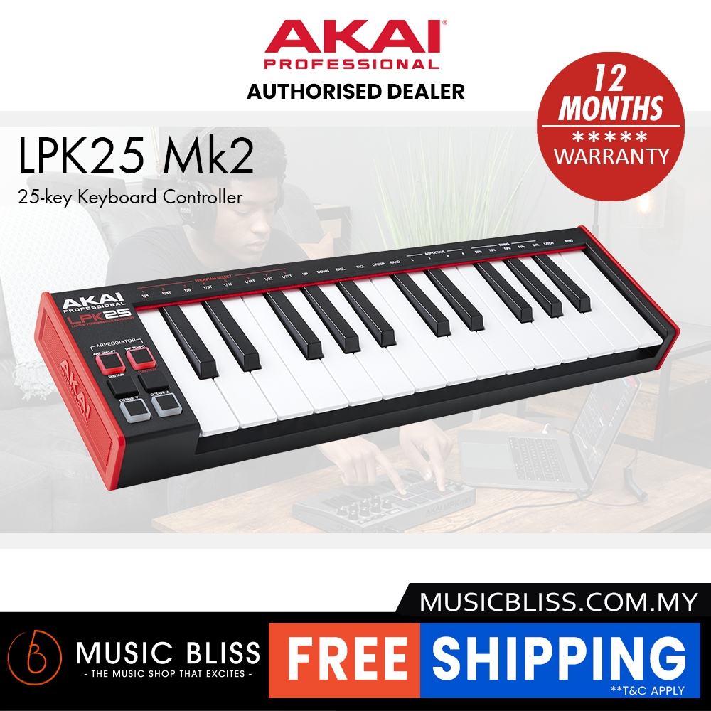 Akai Professional LPK25 MK2 25-key USB Mini Keyboard Controller ...