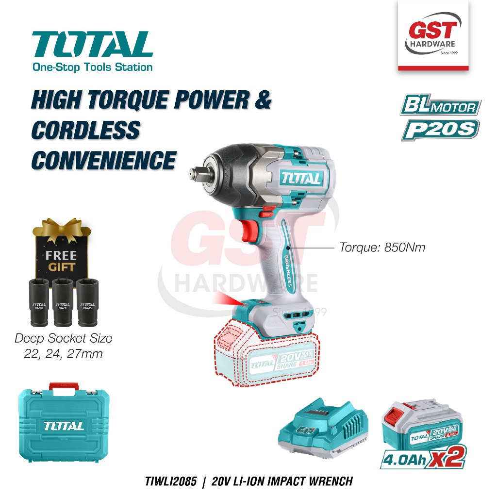 🔥 20V TOTAL Impact Wrench 850Nm Cordless Impact Wrench Heavy Duty 800Nm ...