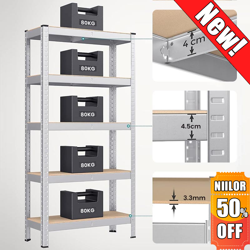 4/5 Tier Adjustable Waterproof Metal Boltless Rack Rak Heavy Duty ...