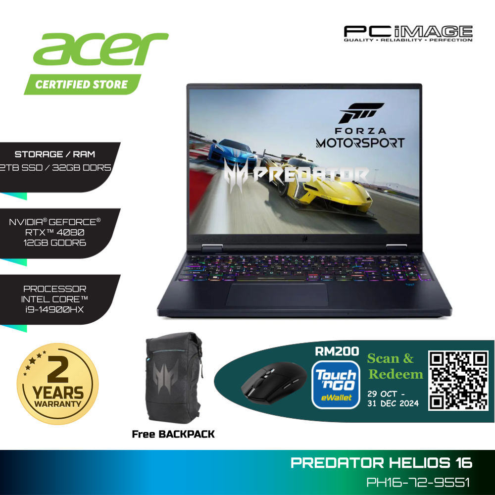 ACER PREDATOR HELIOS 16 PH16-72-9551 I9-14900HX/32GB DDR5/2TB SSD ...