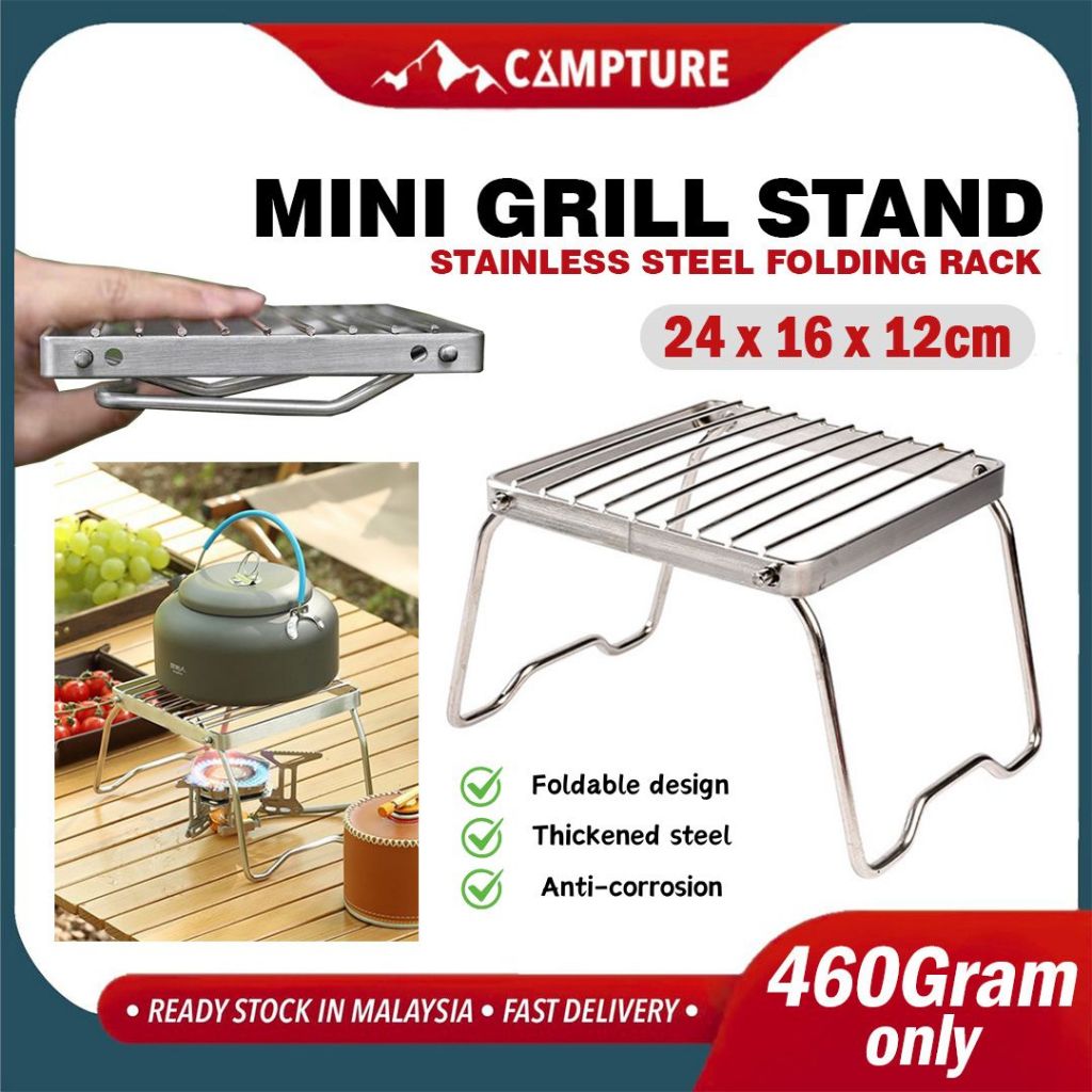 【CAMPTURE】Foldable Grill Rack Stove Holder Stainless Steel Camping ...