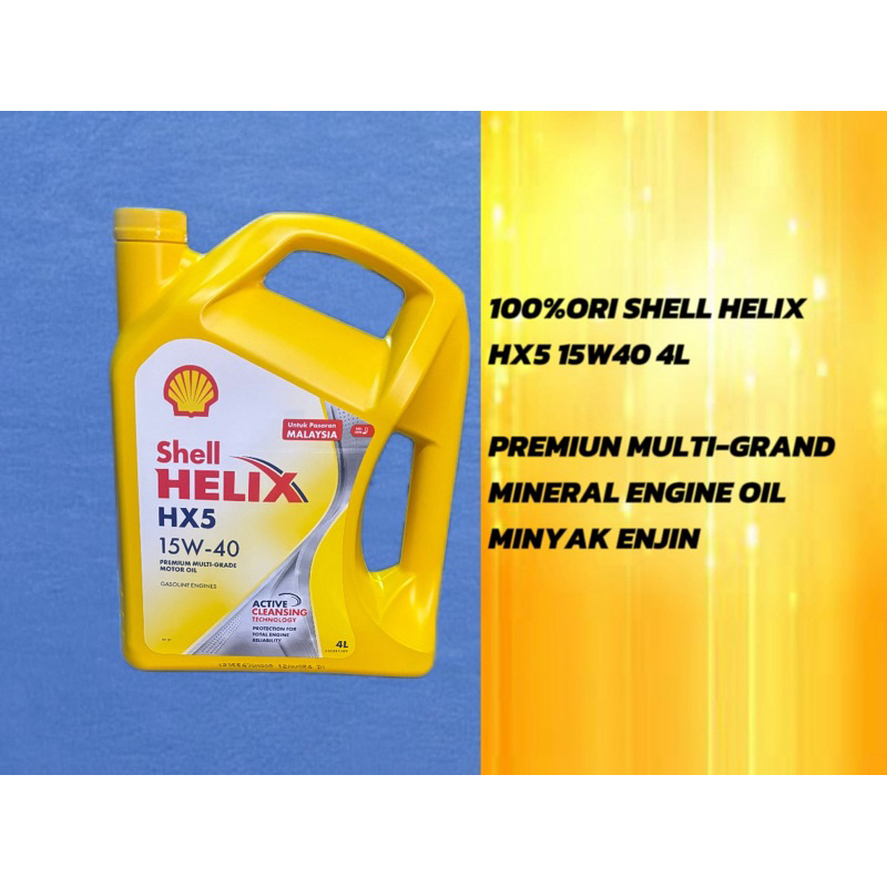 100%ORI SHELL HELIX HX5 15W40 4L/PREMIUN MULTI-GRAND MINERAL ENGINE OIL ...