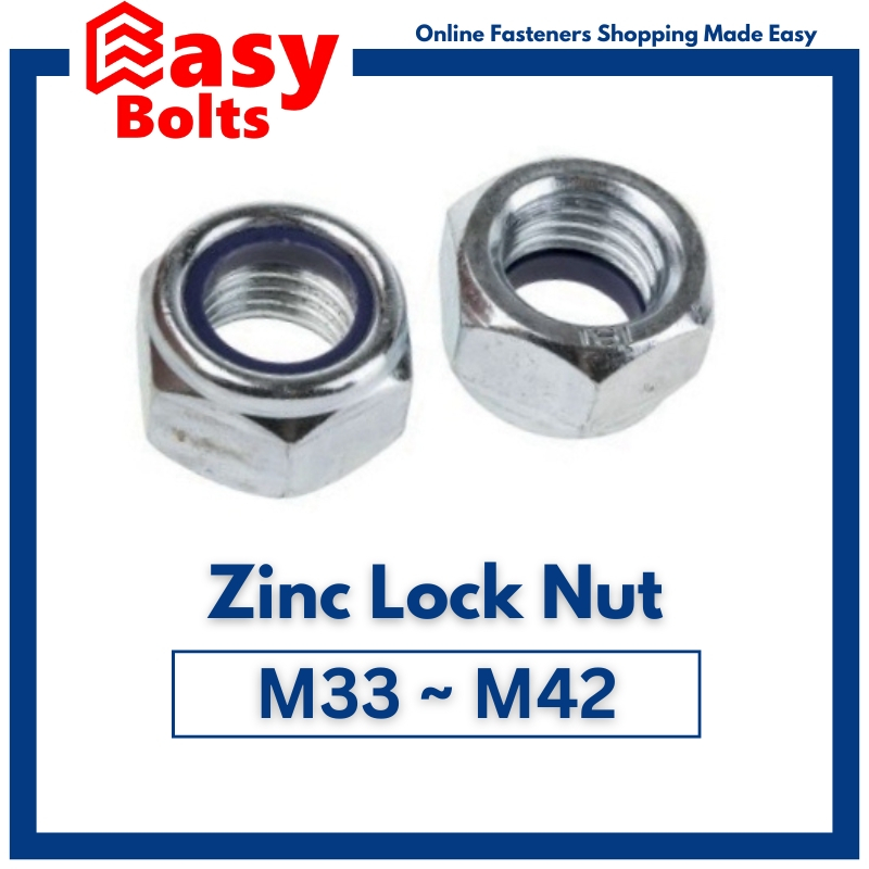 Zinc Nylon Lock Nut - M33 ~ M42 (Coarse Thread) (GI) M33, M36, M42 (Nat ...