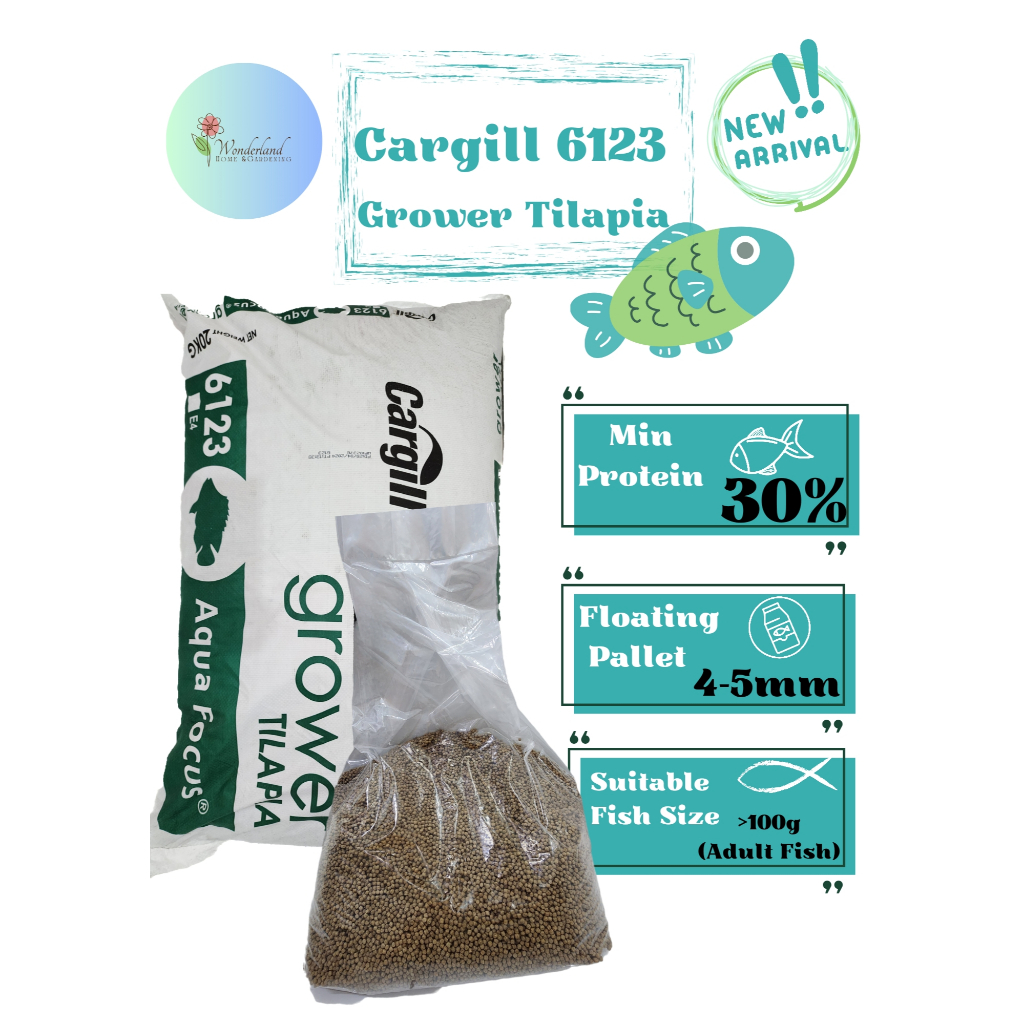 [REPACK 10KG] Cargill Grower 6123 Pellet Ikan Premium Tilapia Fish Feed ...