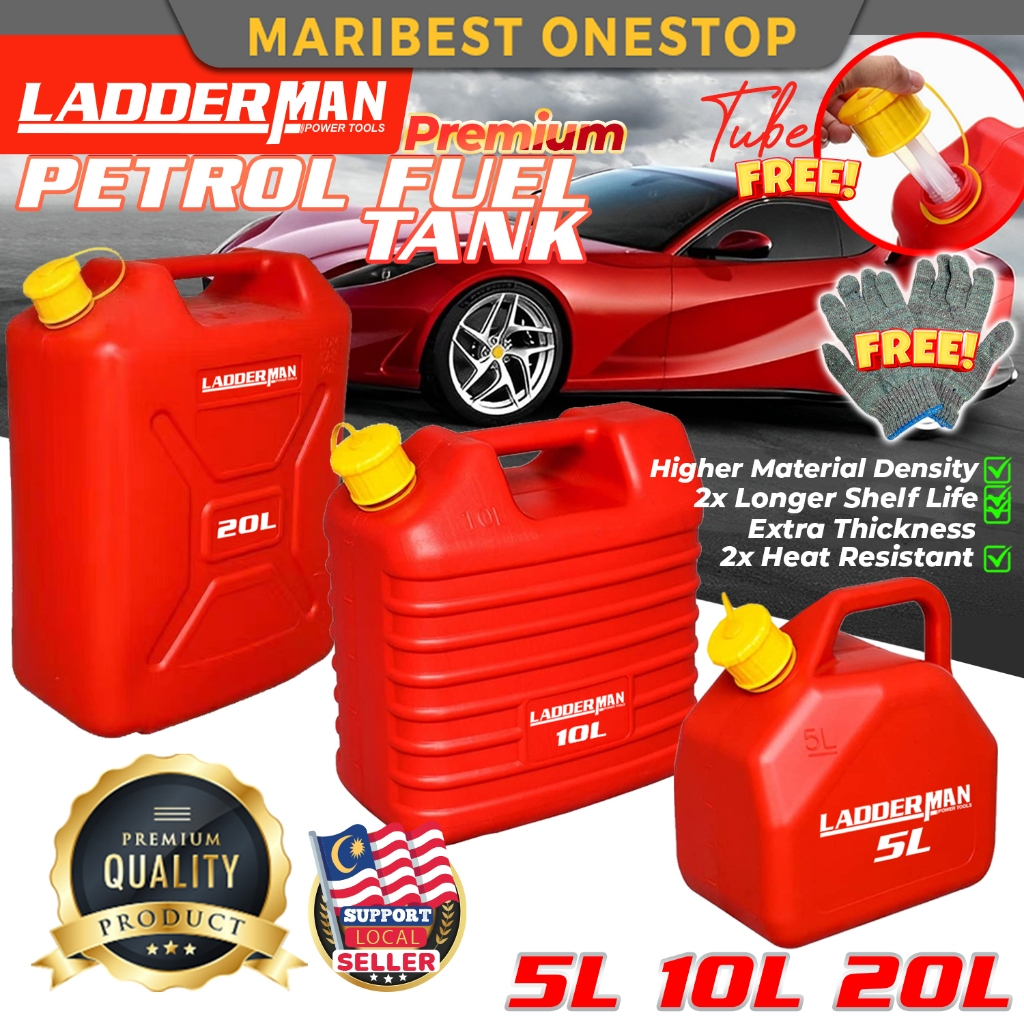 5L 10L 20L LADDERMAN Oil Tank Auto Shut Off Gasoline Container Mount Motorcycle Spare Fuel Tank ...