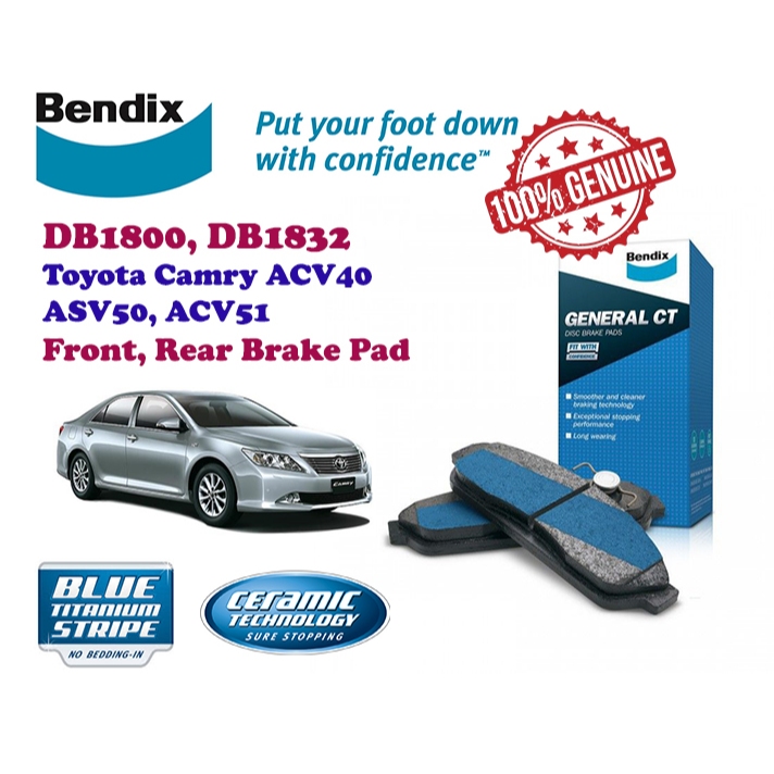 TOYOTA CAMRY ACV40, ACV51, ASV50 FRONT, REAR BENDIX BRAKE DISC PAD DB1800, DB1832 | Shopee Malaysia