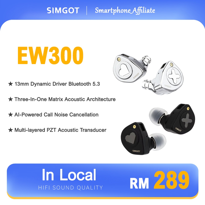 SIMGOT EW300 1DD+1Planar+1PZT Hybrid Driver IEM HIFI Earphones with ...