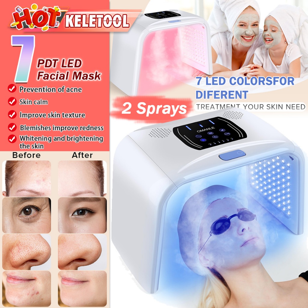 7 Colors LED PDT Photon Omega Light Face Mask Light Omelon Facial Skin ...