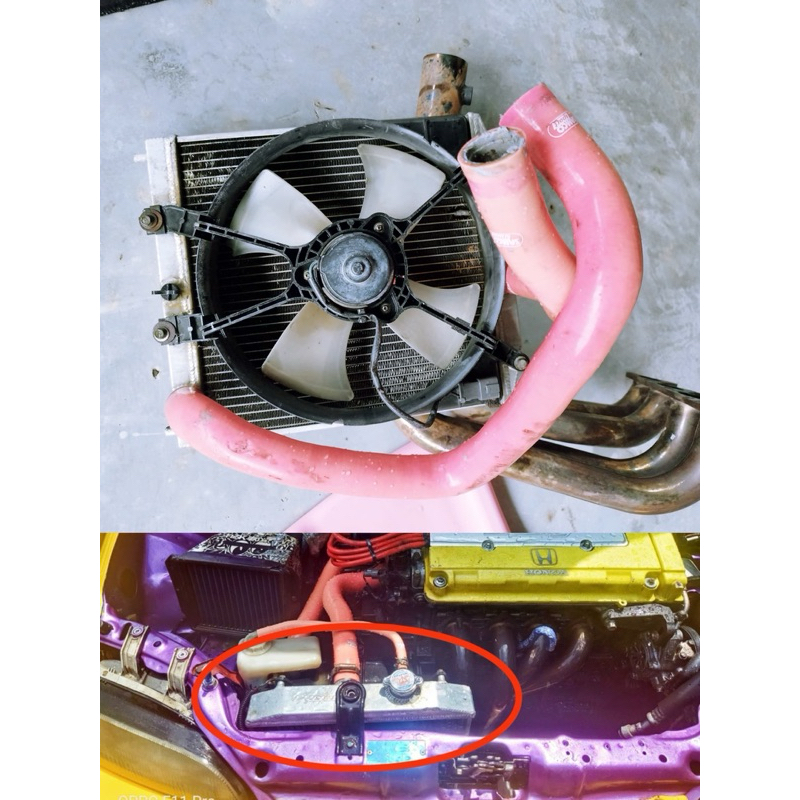 radiator double layer honda eg ej ef ek ex dc2 b16a b18c set kipas dan ...
