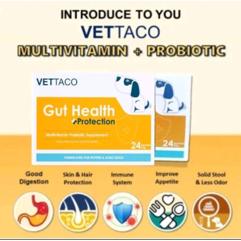 VETTACO Premium Multivitamin + Probiotic For Puppy & Dog (24 Sachets ...