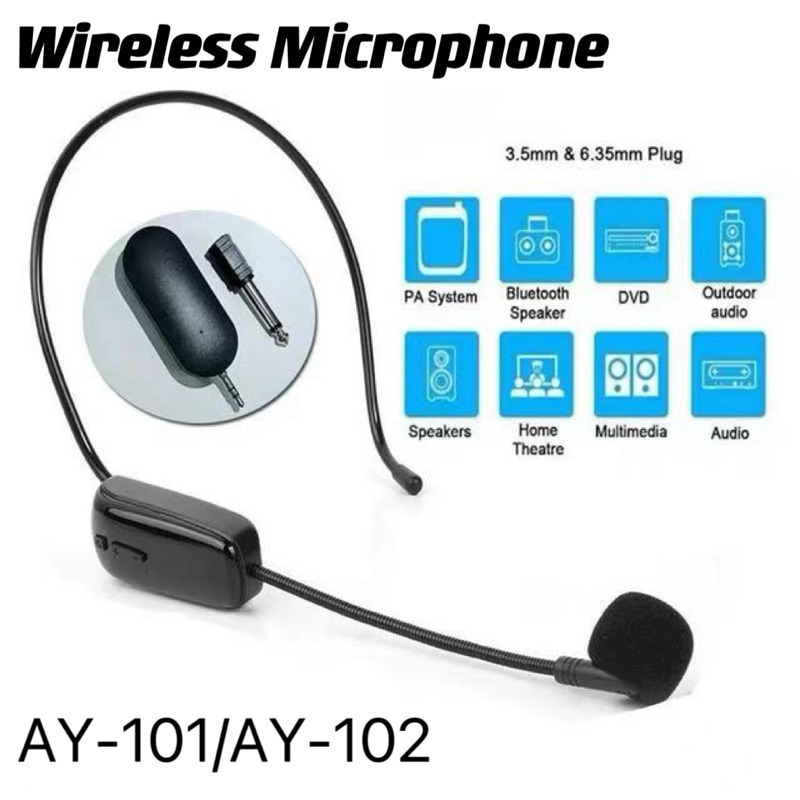 100% High Quality Wireless Mic Rechargeable Head Mic Ear Mic 2.4g ...