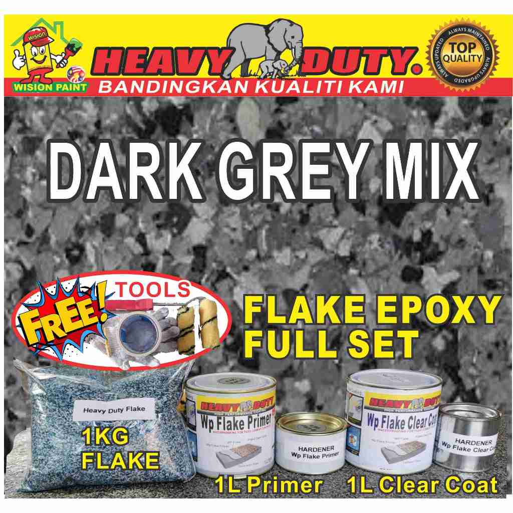 ( dark grey mix ) Full Set Epoxy Colour Flake Coating (TOOL/ 1KG FLAKE ...