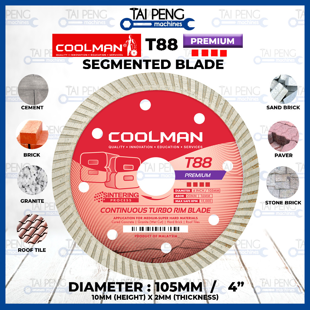 Coolman Continuous Rim Blade 4 Inch Standard 105mm T88 Stone Tile ...