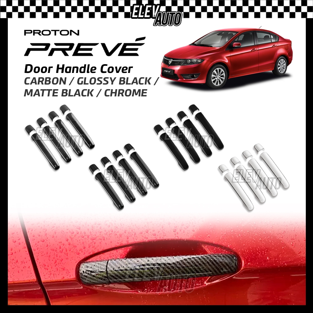 Proton Preve Door Handle Cover Trim Carbon Chrome Black Bodykit Garnish ...