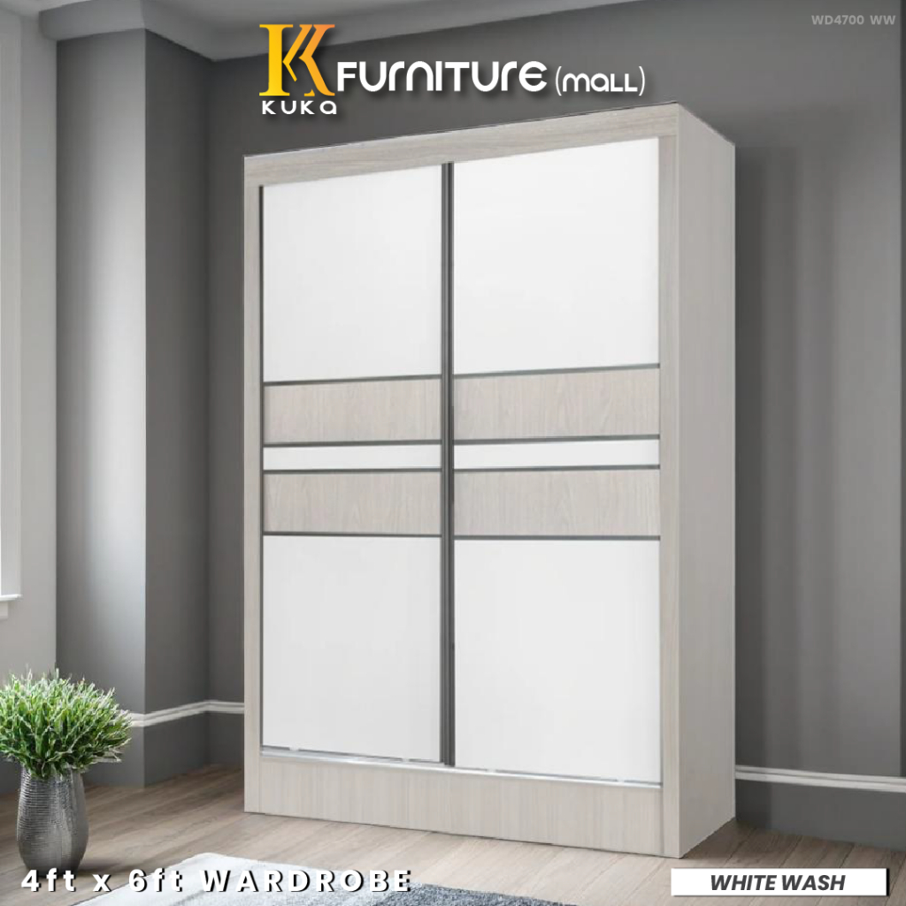[FREE INSTALLATION] 2 Door Wardrobe | 4ft x 6ft Sliding Door | Almari ...