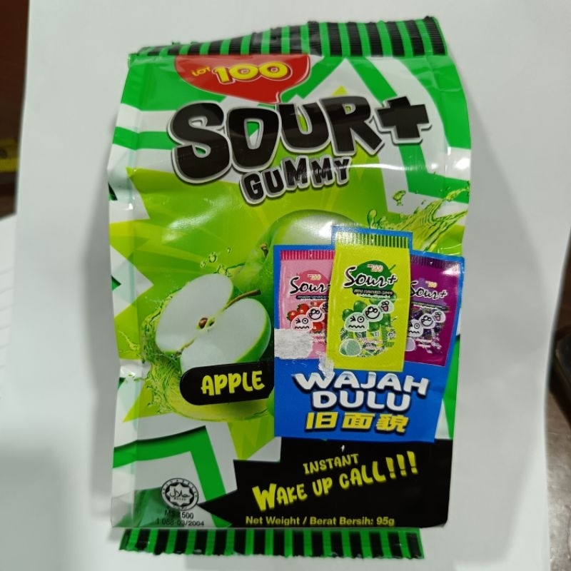 Sour+ GUMMY 95g Apple Flavour Lot100 Candy Gula-gula Kenyal Perisa Epal ...