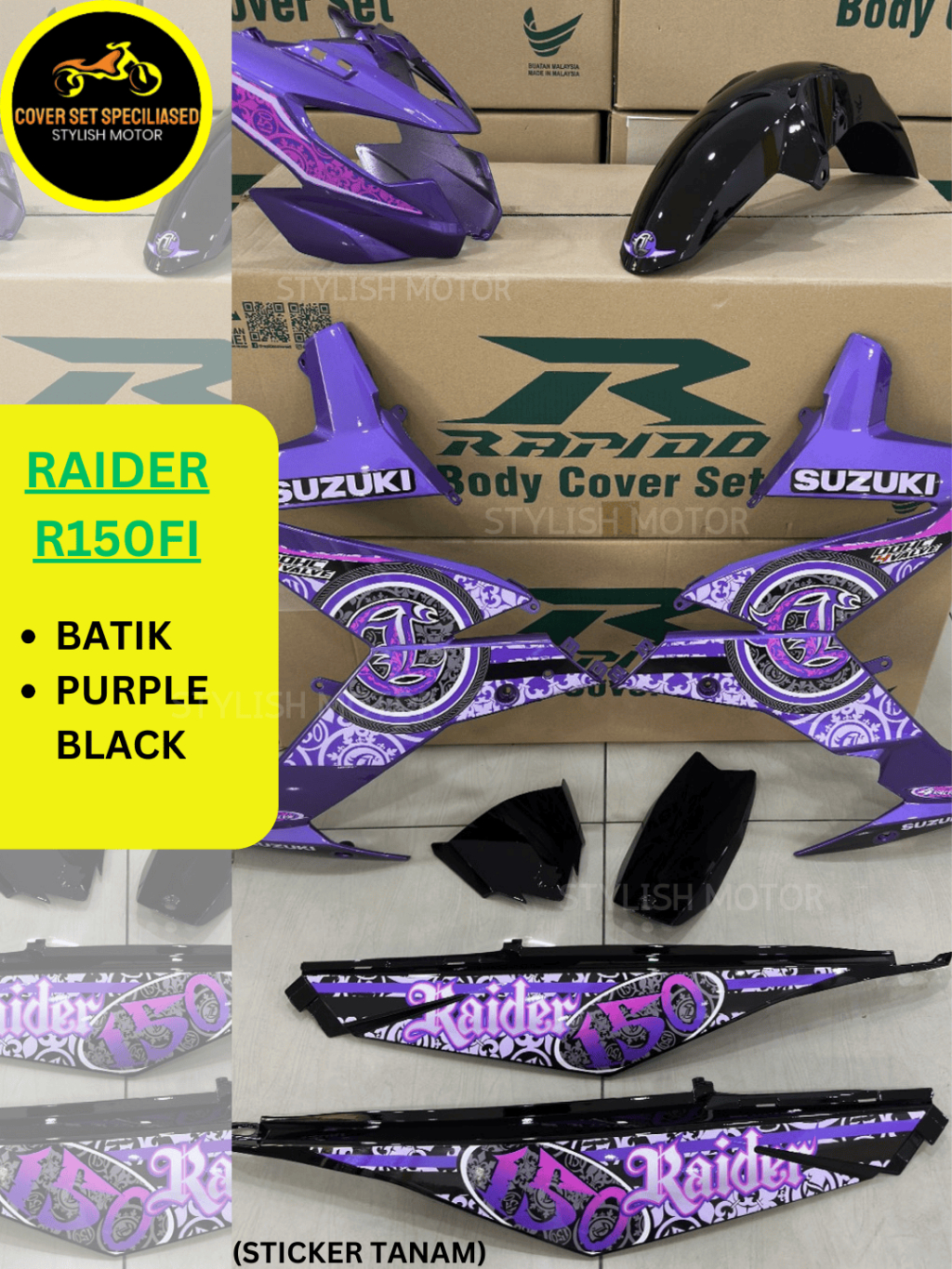 RAPIDO Cover Set SUZUKI Raider R150fi Batik Red Blue Body Cover ...