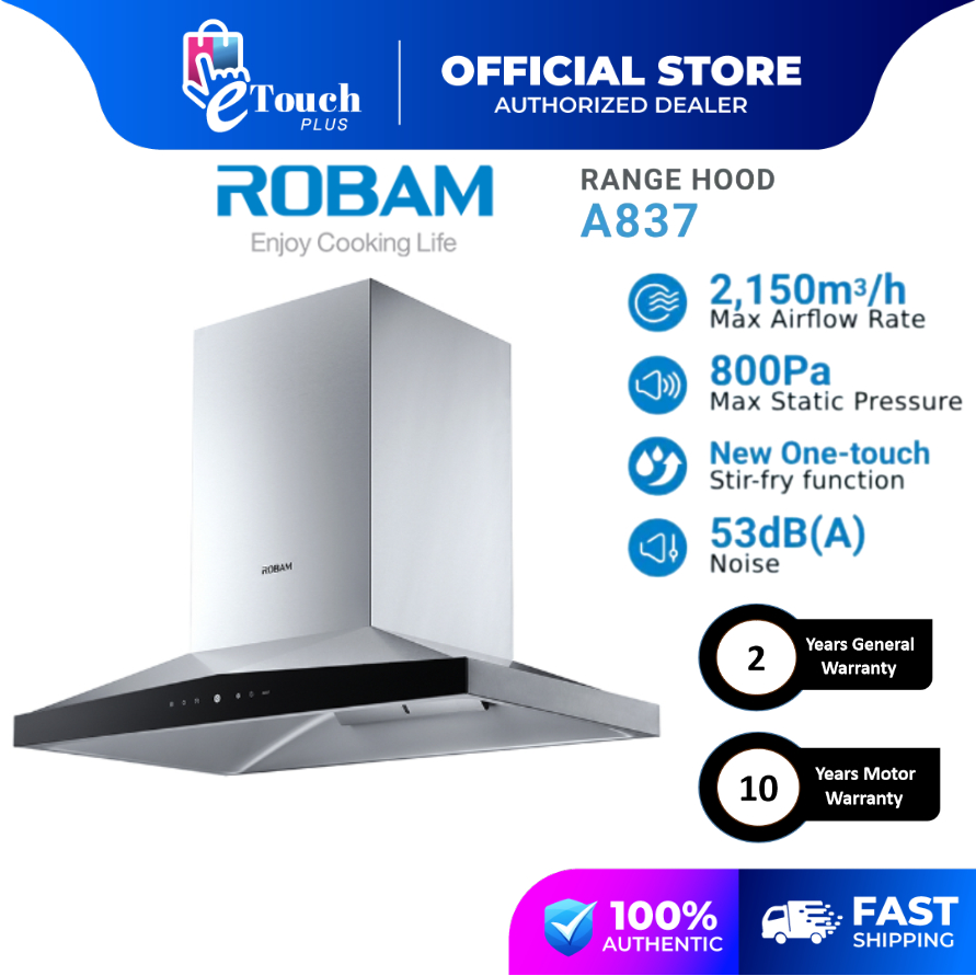 Robam Crossover Series Range Hood I 2150M3/hr with BLDC inverter motor | Turbo function for stir ...