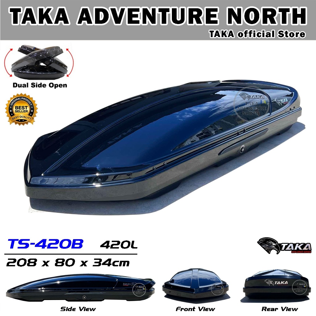 TAKA TS-420 Car Roof Box [ADVENTURE Series] [XL Size] [Glossy Black ...