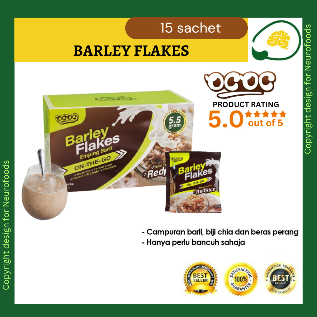 OCOC Barley Flakes On The Go Ococ Dr Rizal 15 sachet Bijiran Barli ...
