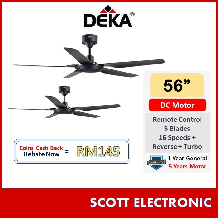 DEKA 56'' Dc Motor 16 Speed Remote Control Ceiling Fan DX56(MB ...