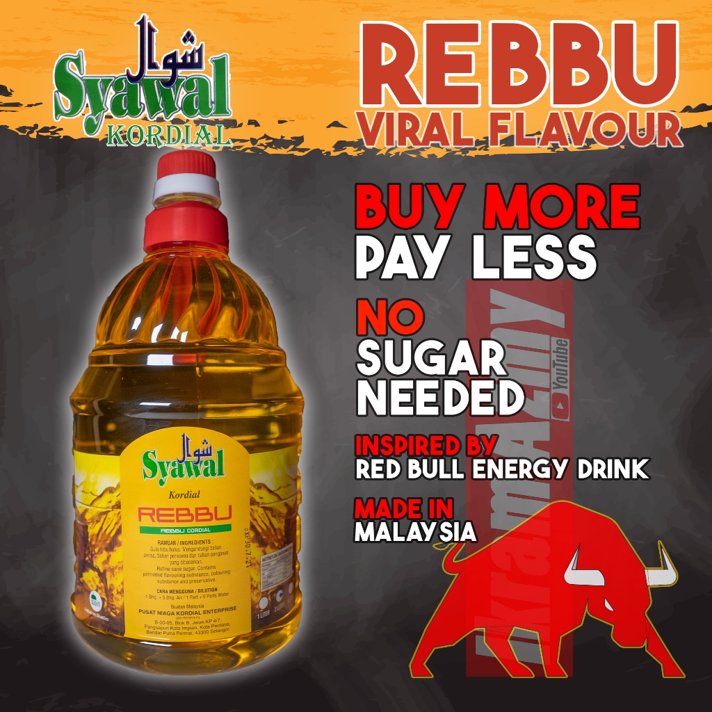 AIR KORDIAL SYAWAL BERPERISA REBBU 2 LITER RED BULL | Shopee Malaysia
