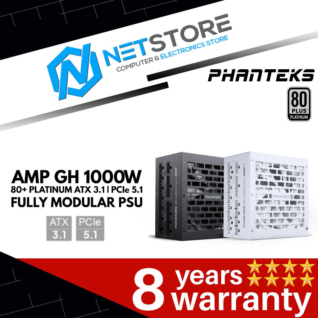 PHANTEKS AMP GH 1000W 80+ Platinum, ATX 3.1, PCIe 5.1, Fully Modular ...