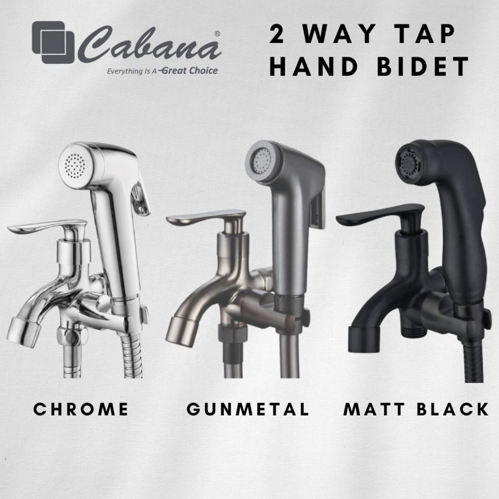 CABANA ABS Material Chrome Finish Two Way Faucet Bidet Spray Set With Hose Toilet Bathroom ...
