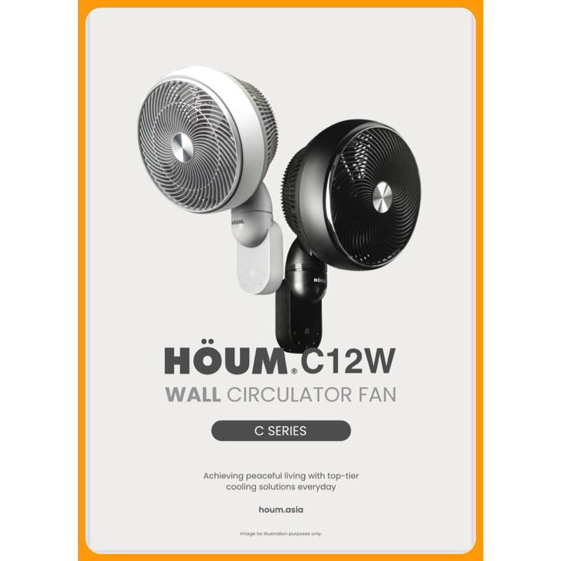 [NEW2024] HOUM C12W Air Circulator Wall Fan 12" 6 Speed Strong Wind Auto Up and Down Oscillation ...