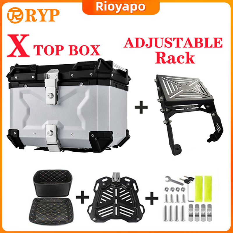 Top Box Aluminium Box Motorcycle + ADJUSTABLE Rack Lc135 Y15 Y16 X ...