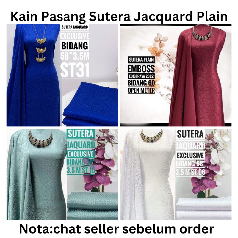Kain Pasang Sutera Jaquard Plain 3.5 meter/Kain Pasang Raya 2023/Kain ...