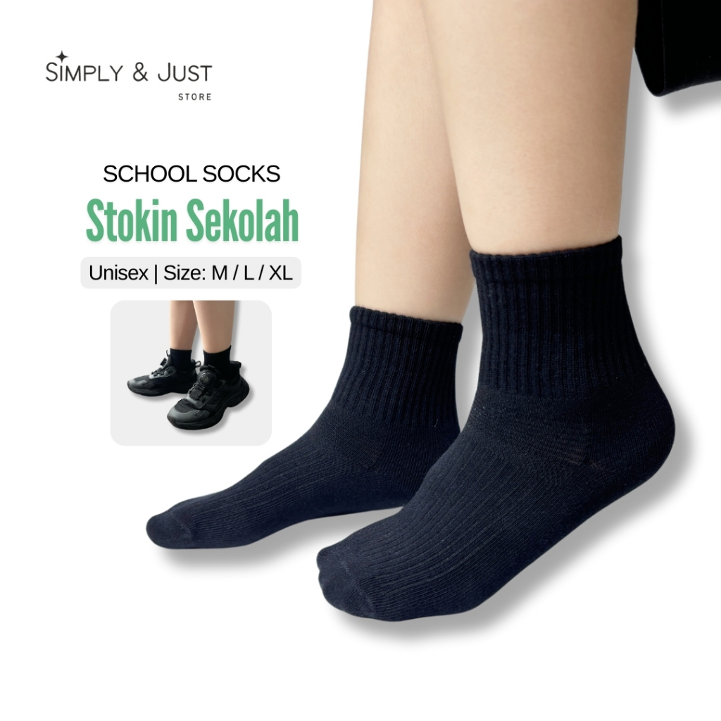 Stoking Stokin Sekolah Hitam/Black School Socks/Cotton Stoking Hitam ...