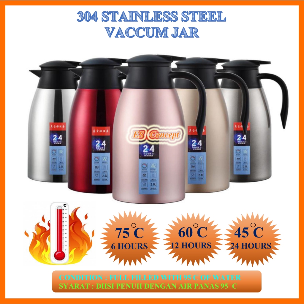 2.0L 304 Stainless steel vacuum jug 2.0L vacuum pot Vacuum flask Kendi vakum keluli tanpa karat ...