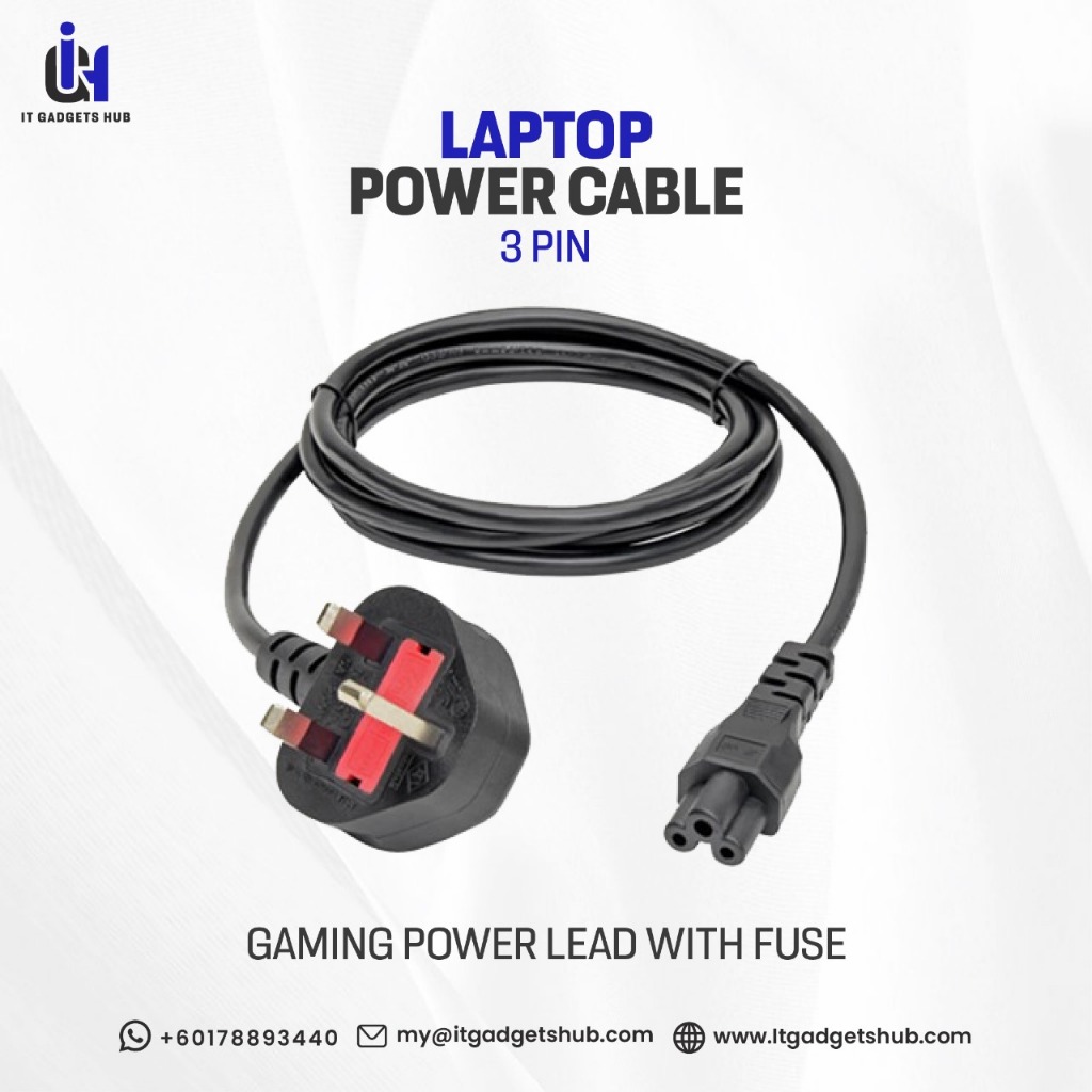 Laptop Power Cable UK 3 Pin for Laptop Desktop PC Monitor Printer Power ...
