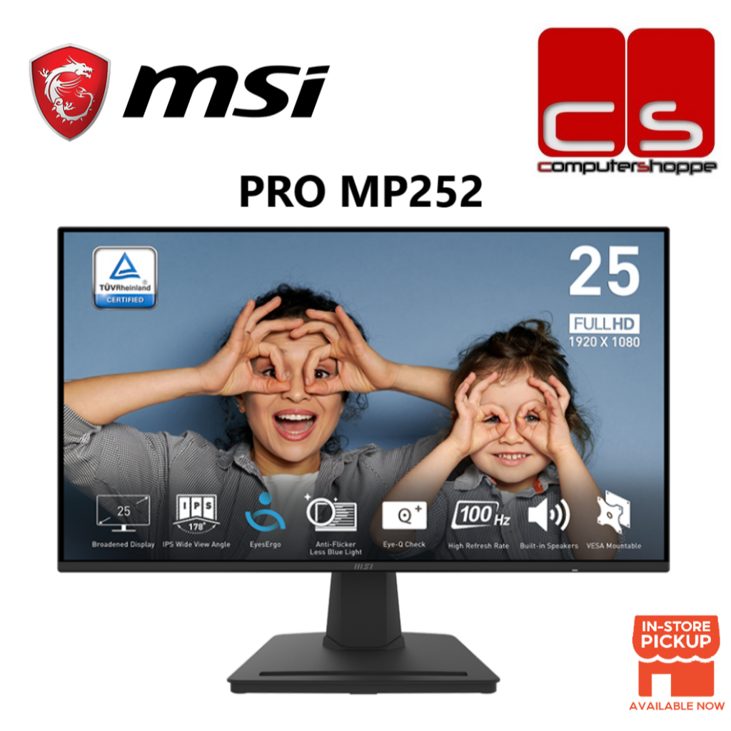 MSI PRO MP252 24.5'' FHD 100HZ 1MS IPS Business Productivity Monitors ...