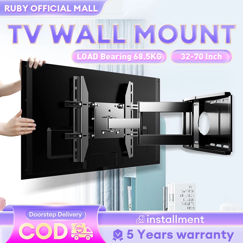 TV Bracket Adjustable 32"-70" Full Motion Double Arm Swivel Tilt TV ...
