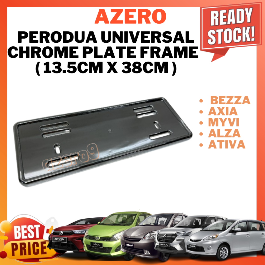 Perodua Universal Chrome Number Plate Frame Size 13.5cm x 38cm for ...