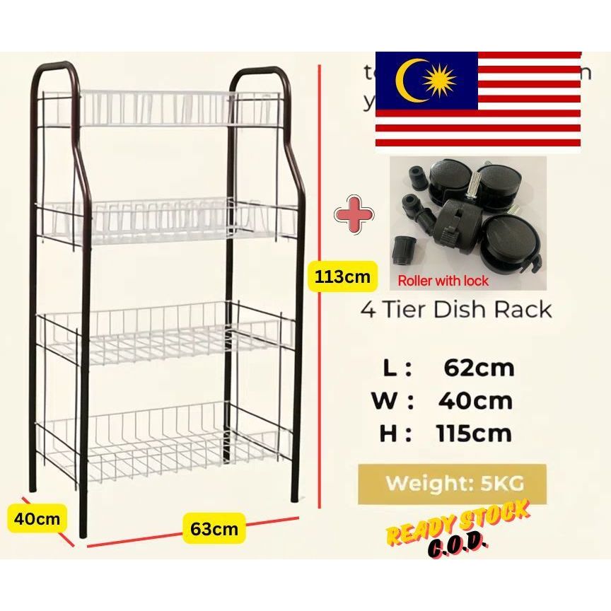 (Ready Stock)Indo S Dish Rack /4 Tingkat rak pinggan, mangkuk dan cawan ...