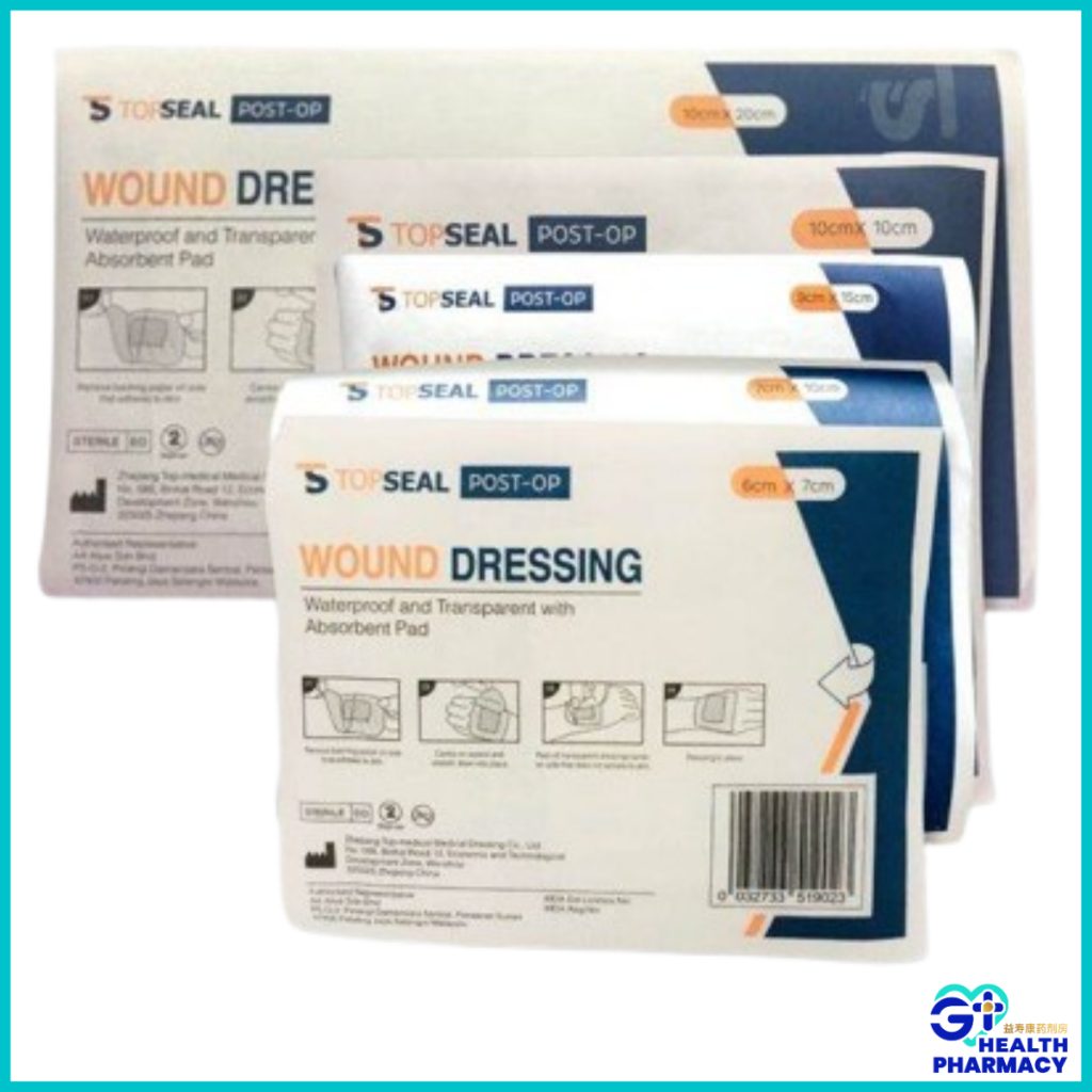 Topseal Post-Op Wound Dressing 1's/1pc (waterproof and transparent with absorbent pad) 6x7cm ...