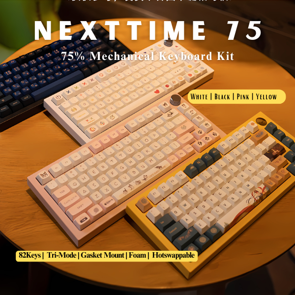 NEXTTIME 75 | 75% | 82 Kekunci | Tri-Mode (Berwayar/Bluetooth/2.4G ...