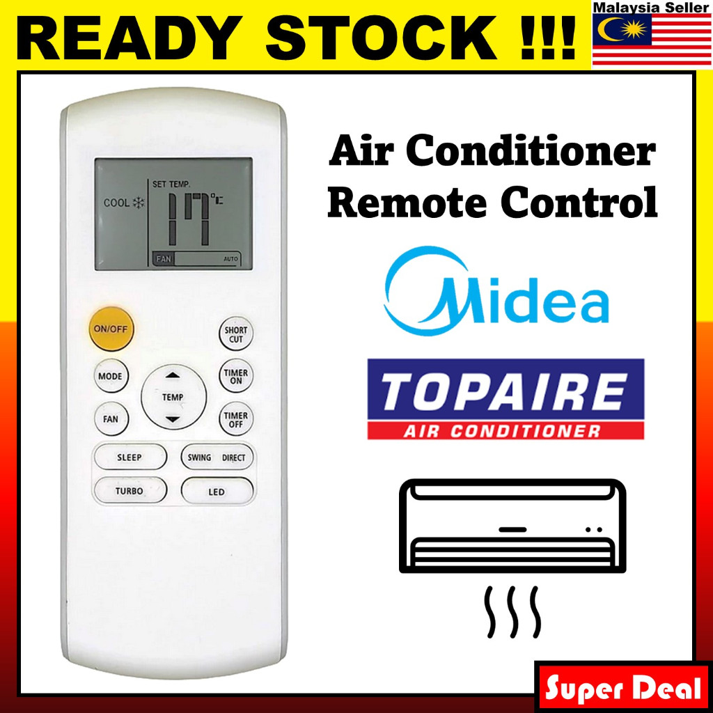 MIDEA TOPAIRE Air Cond Aircon Aircond Remote Control Replacement ...